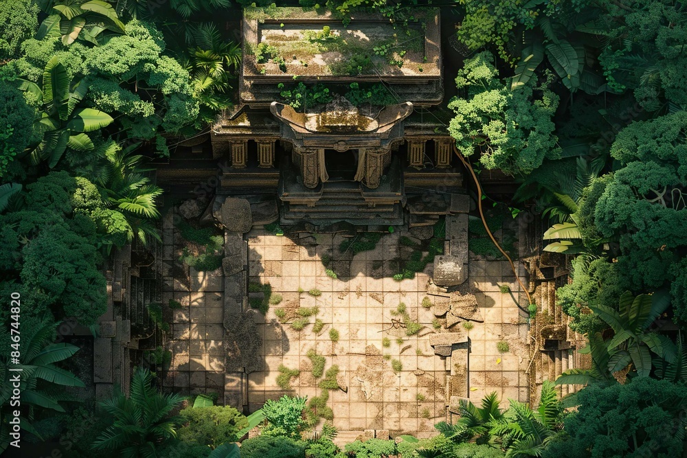 DnD Battlemap Jungle Temple Battlemap - Mystical ancient ruins in a dense jungle setting. Stock ...