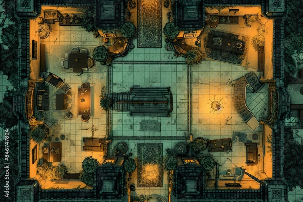 DnD Battlemap Mansion Room - Intricate Battle Map for Gaming. Stock ...