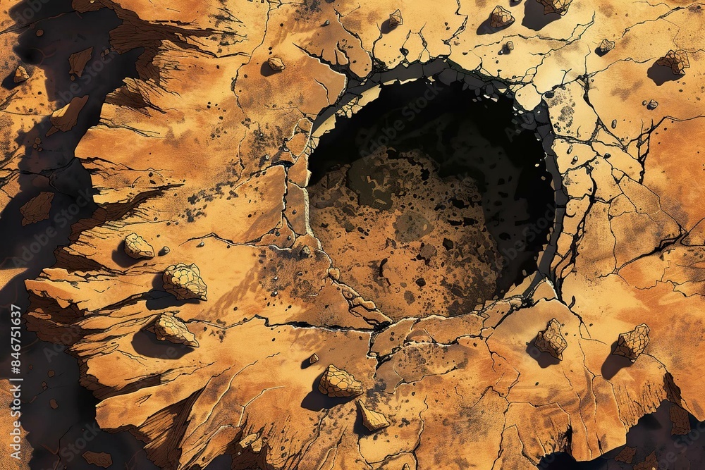 DnD Battlemap Meteor Crater Battlemap: A detailed map for strategic ...