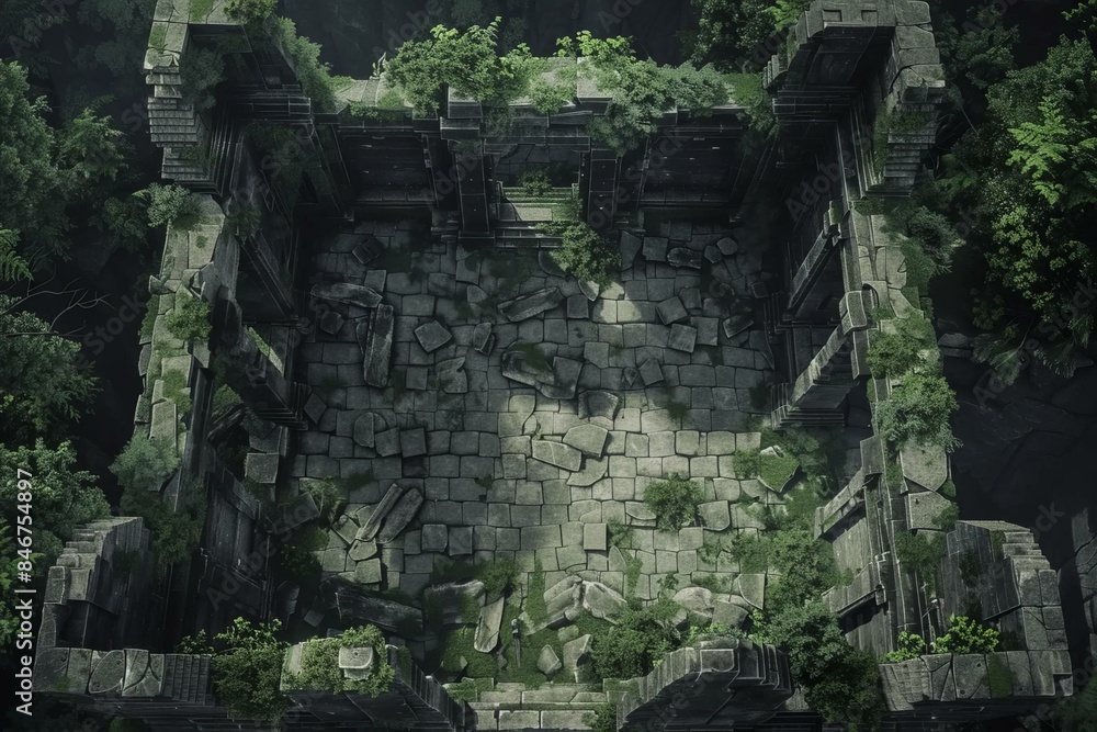 DnD Battlemap Monastery Ruins Map: A detailed image of monastery ruins ...