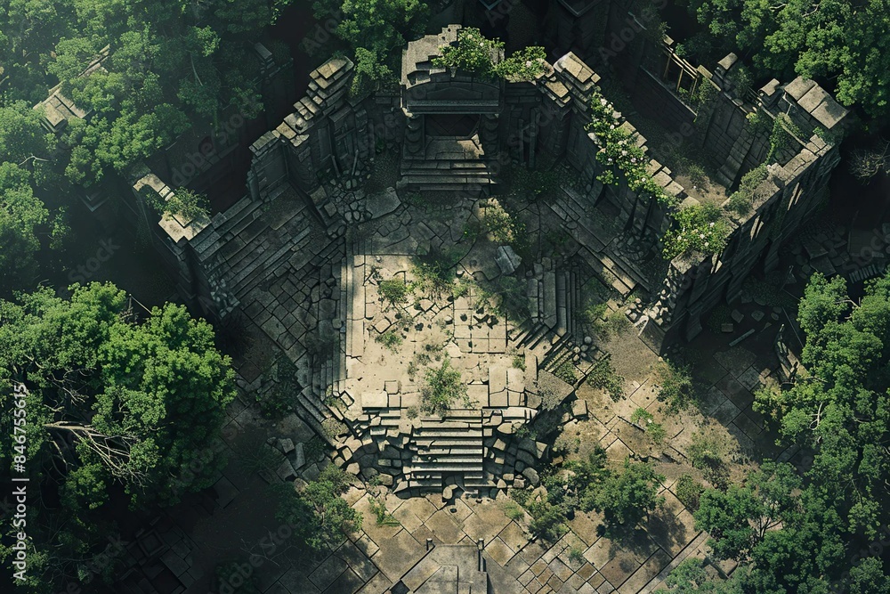 DnD Battlemap Monastery Ruins Battlefield Map - Scenic Ancient ...