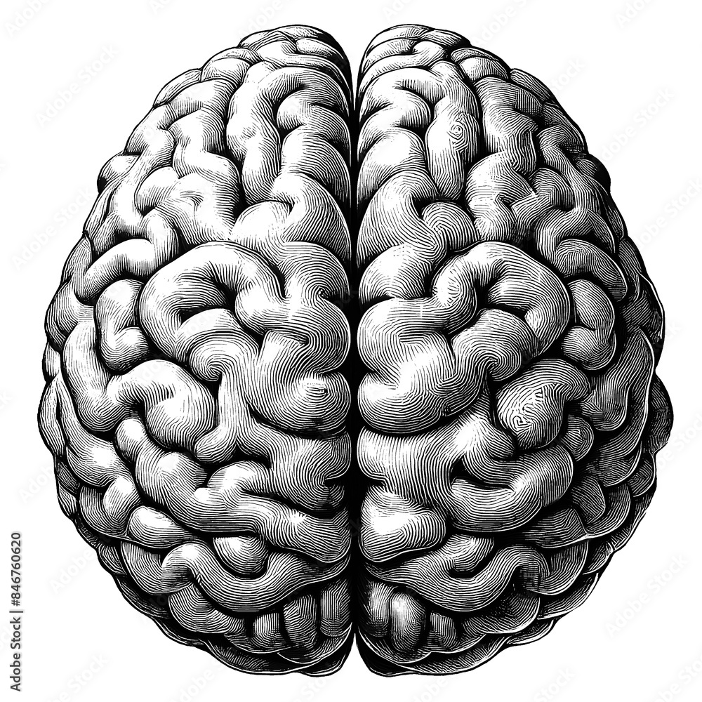 Human brain illustration on transparent background PNG, generative AI ...