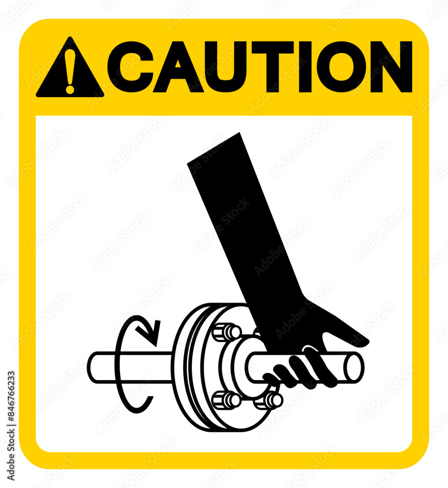 Caution Entanglement Of Hand Rotating Shaft Symbol Sign, Vector ...