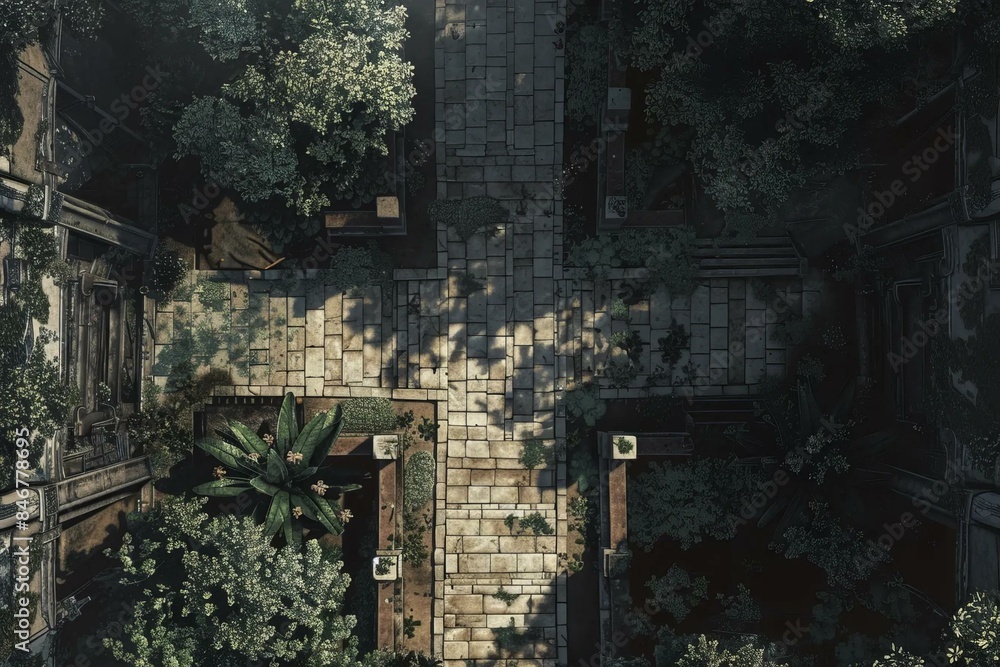 DnD Battlemap Shadow Corridor Battle Map - Mysterious maze with glowing ...