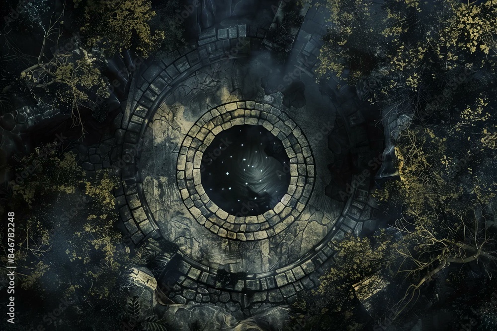 Ilustração DnD Battlemap Shadowy Lair Battlemap Style 2D Illustration ...