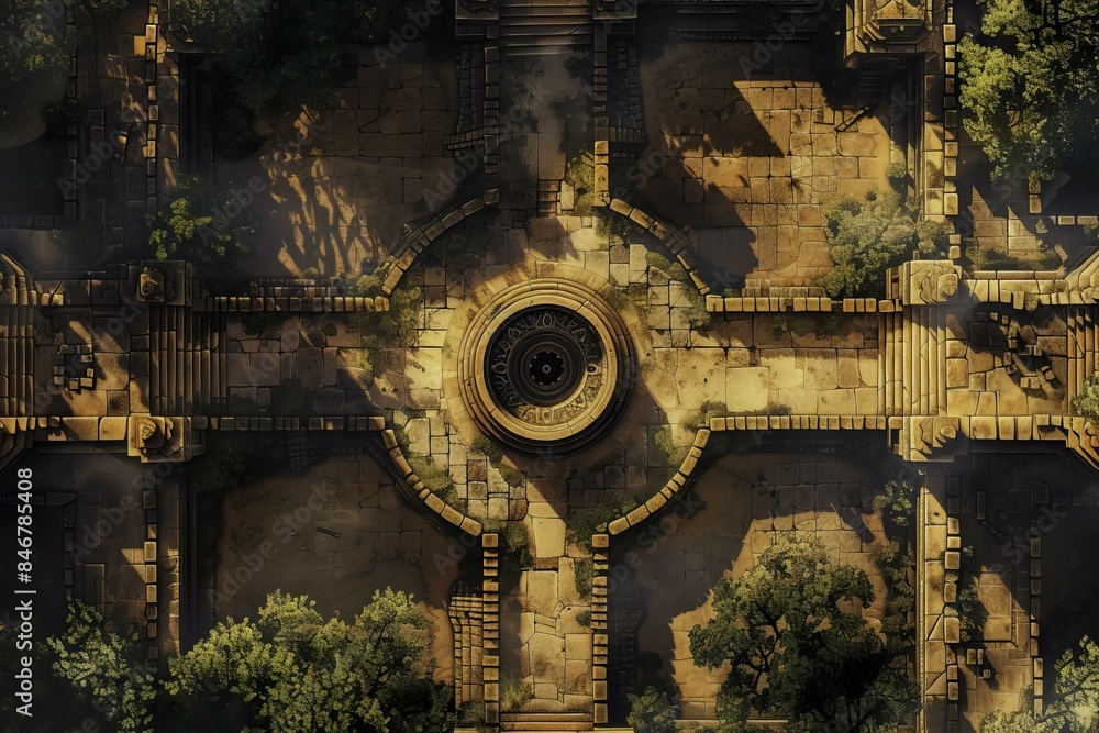 DnD Battlemap Sun Temple Battlemap: A detailed map of a temple ruin ...