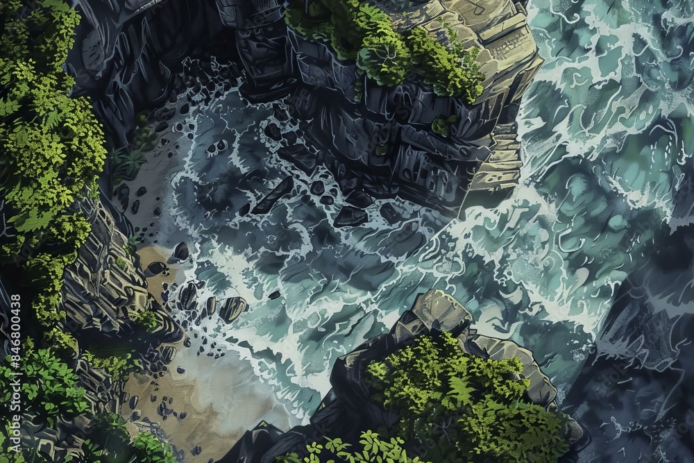 DnD Battlemap Windy Cliff Battlemap - Cliff top battleground. Stock ...