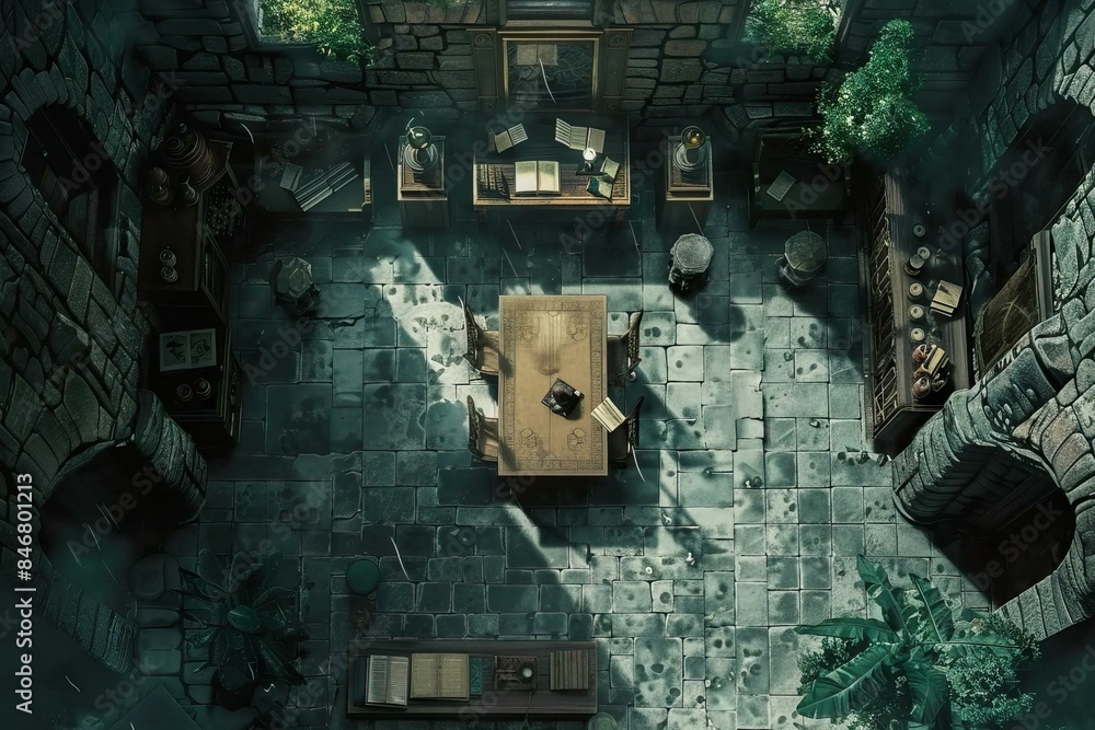 DnD Battlemap Study Wizards Battlemap: A magical study room with ...