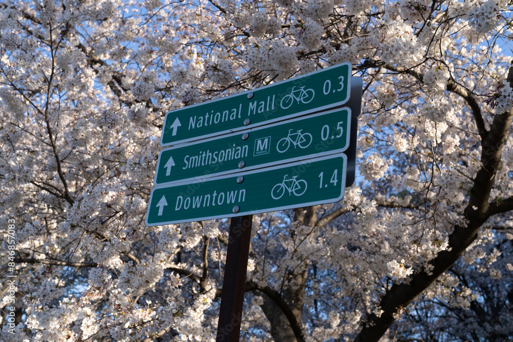 Directional signs on the National Mall of Washington DC for the ...
