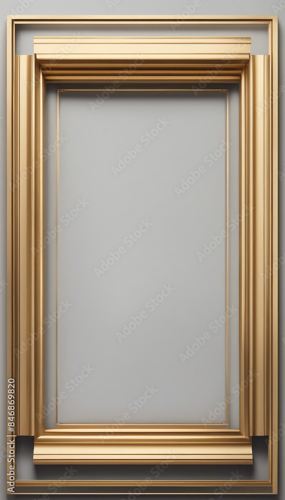 Double line rectangle golden frame isolated on transparent background ...