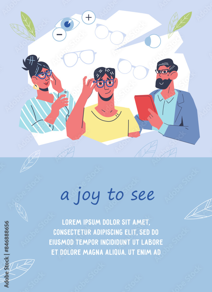 Banner or flyer design for ophthalmology and optometry, flat vector ...
