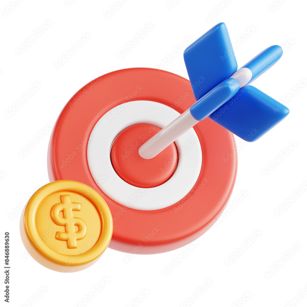 gold coin with dart arrow on target for business financial strategy 3d ...