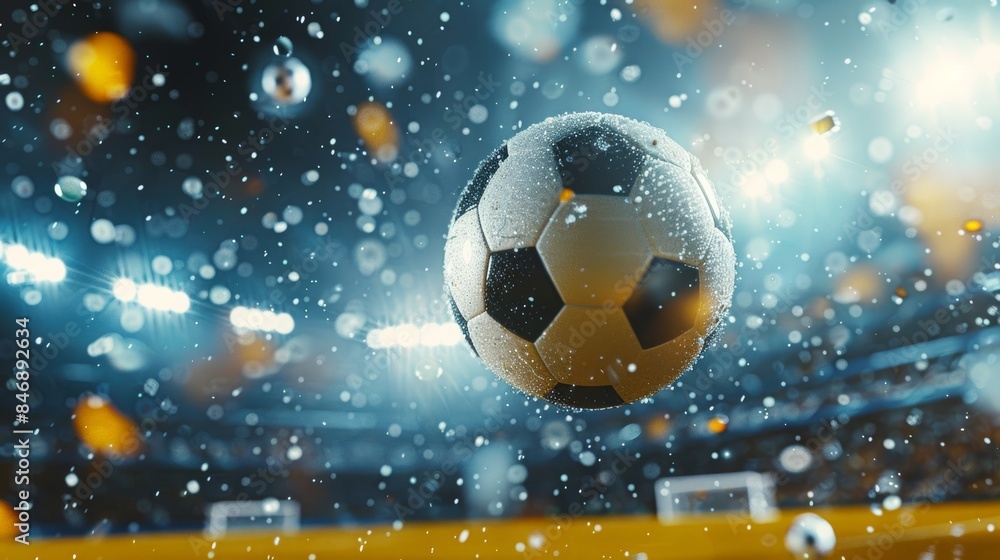 Dynamic Soccer Ball in Motion with Sparks. An action-packed image ...
