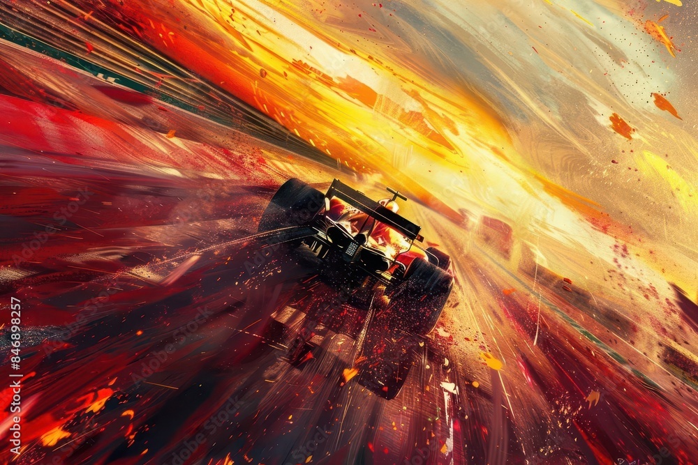 dynamic start of formula 1 race competitive motor sports team in action ...