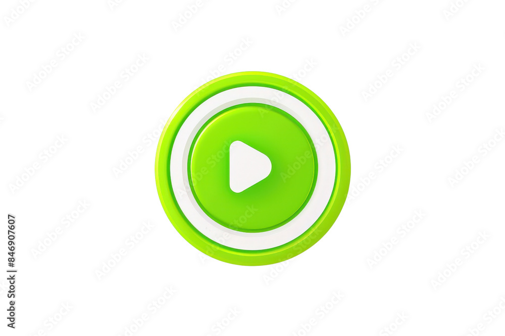 Green play button icon on a transparent background, perfect for media player interfaces, website ...