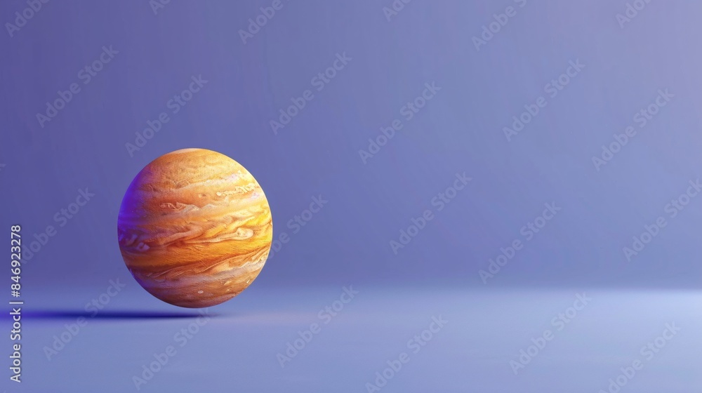 3D rendering of a stylized planet with orange and yellow textures on a ...