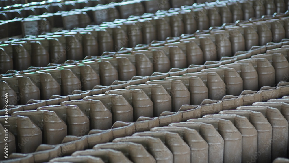 drying process for clay roof tiles in a production house Stock Photo ...
