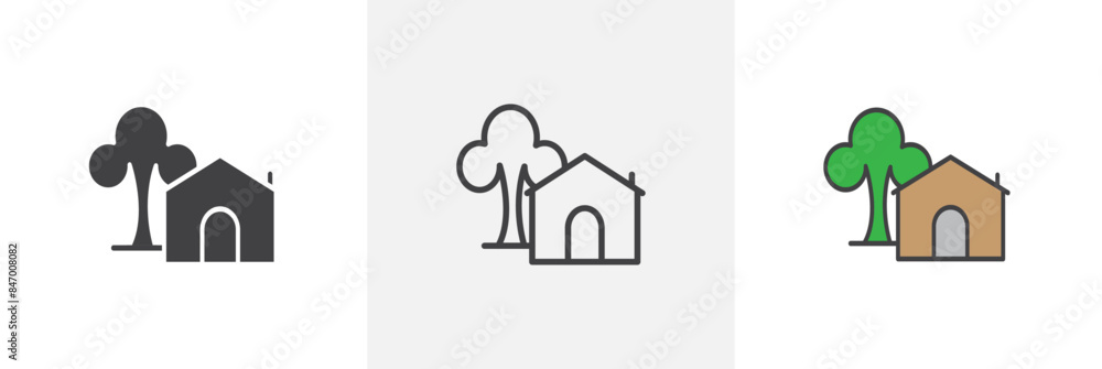 Treehouse icon set. Tree house vector symbol. Stock Vector | Adobe Stock