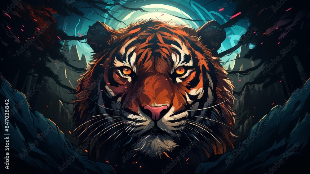 wildlife conservation illustration, flat design, front view, protection ...