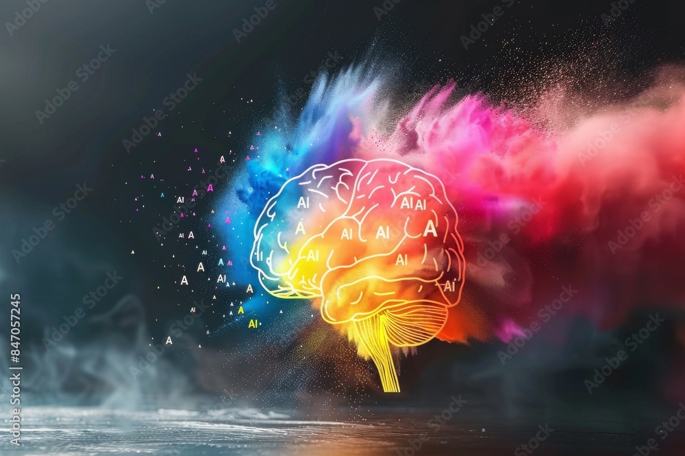 Colorful AI brain illustration, symbolizing the fusion of human ...