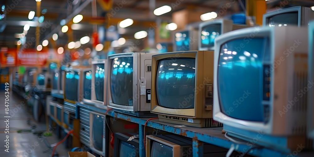 Recycling center displays old monitors highlighting ewaste issue and ...