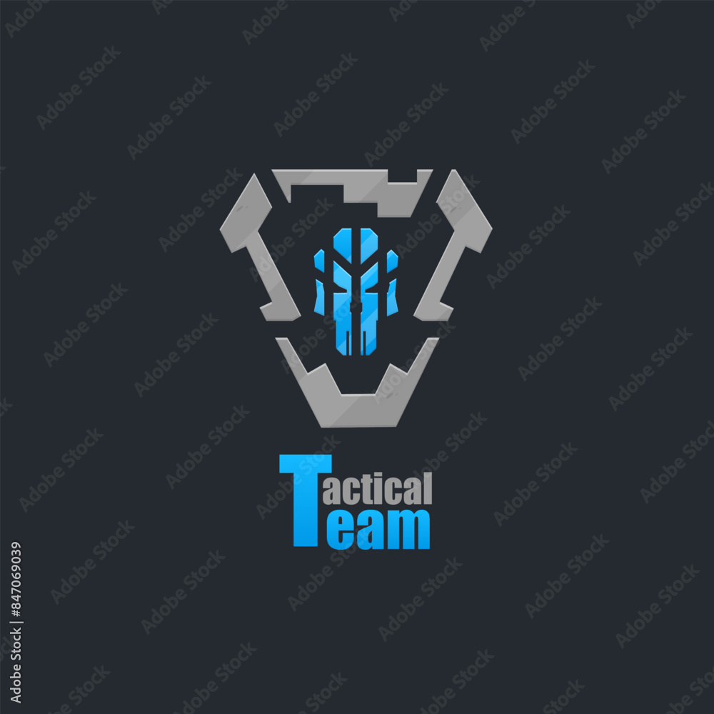 Logo Skull Tactical Team Sci Fi Hud Futuristic Metallic Armor Gray ...