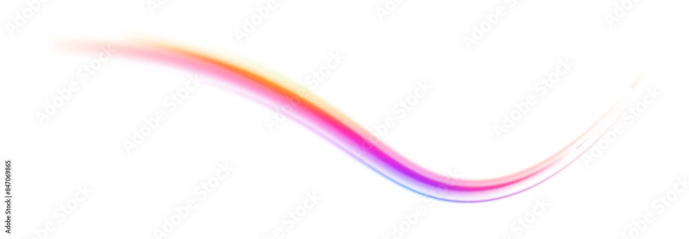 Neon line as speed or arc, turn, twist, bend in light effect. Abstract ...
