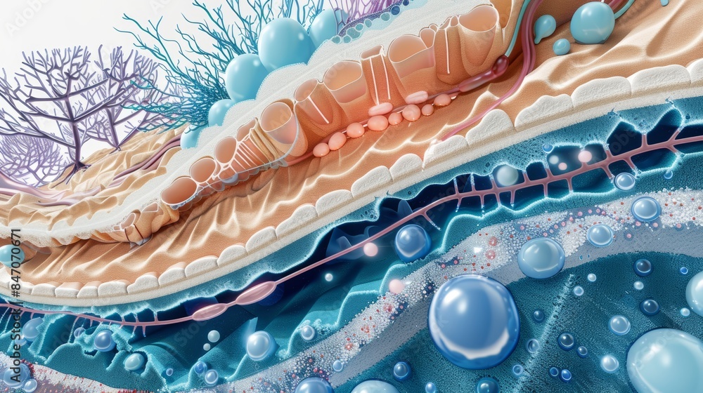 Scientific Cross-Section Illustration of Skin Layers Highlighting ...