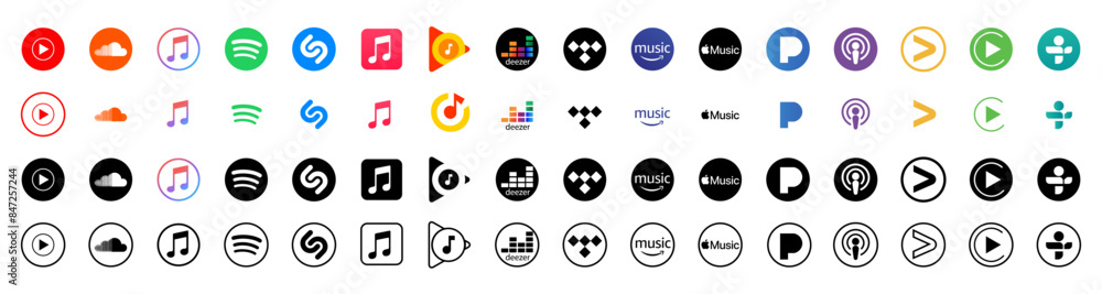 youtube music, soundcloud, apple music, spotify, deezer, tidal, amazon ...