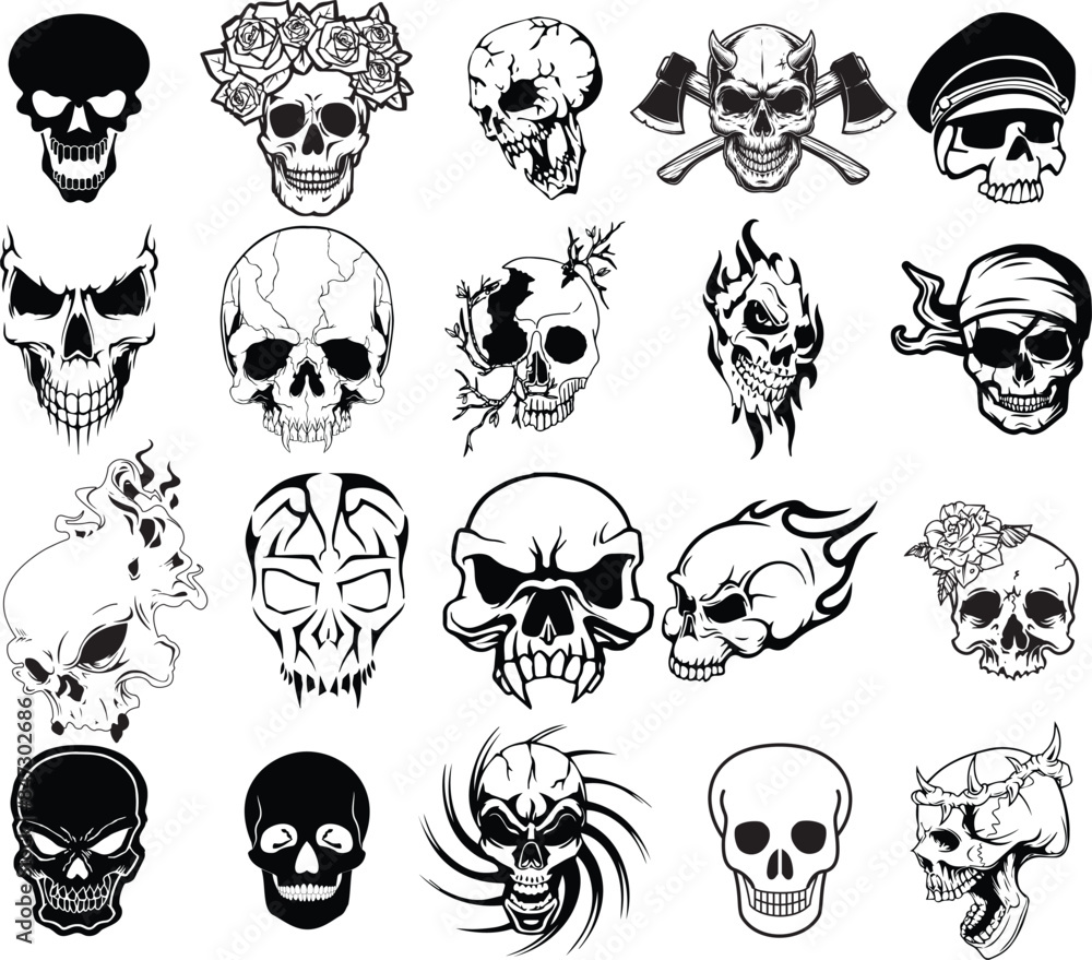 Стоковое векторное изображение «Skull svg bundle, skull png files ...