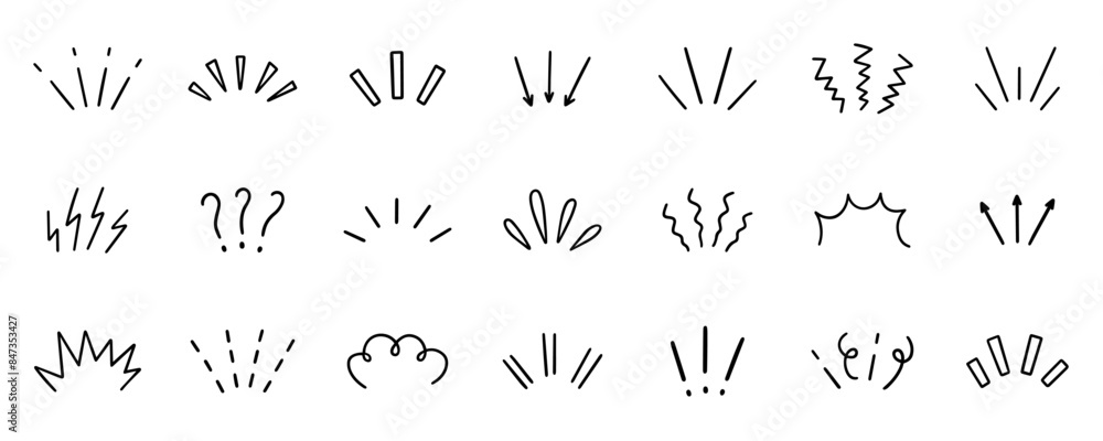 Comic Expression sign, Anime manga doodle set. Japanese decorative ...