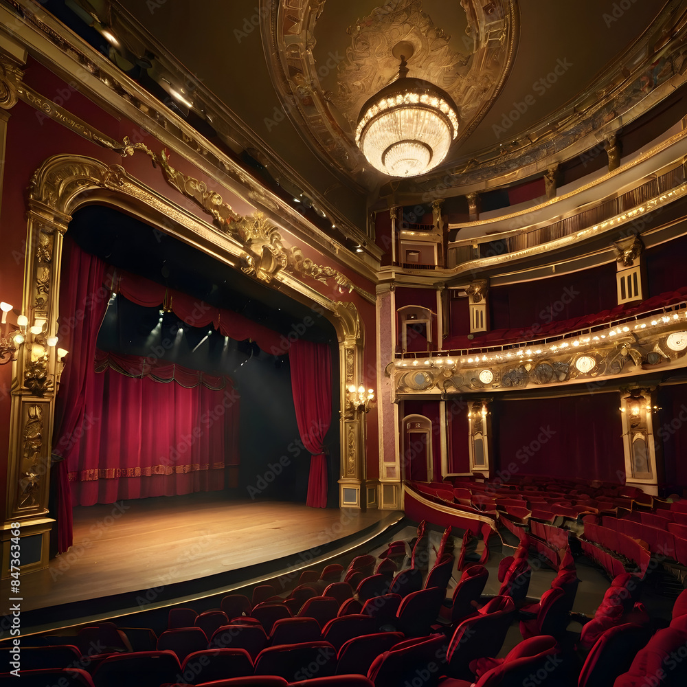 theater stage with red curtains. Vector classic theatre scene for ...
