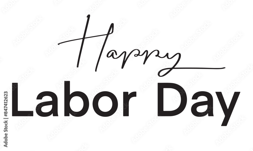 Happy labor day text font script calligraphy hand lettering vector ...