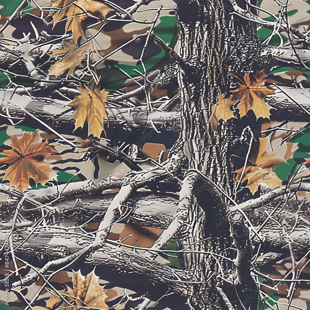 Maple Tree Autumn Leaves Camouflage Seamless Pattern Texture Stock ...