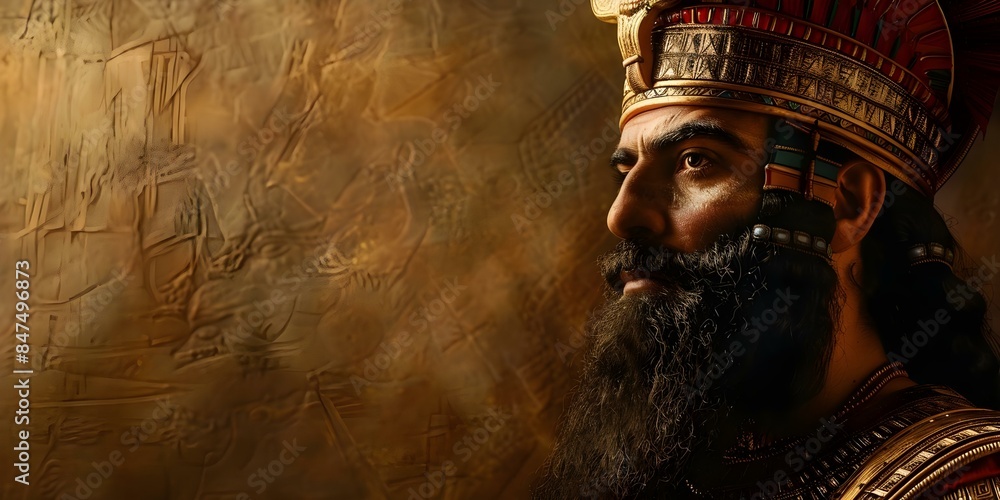 Portrait of King Nebuchadnezzar a powerful ruler in ancient Babylon ...