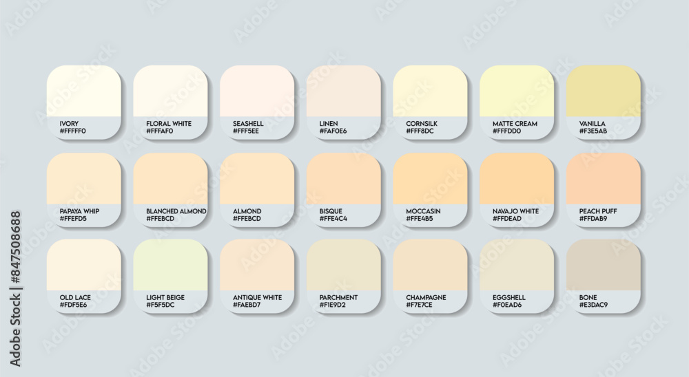 Image vectorielle Stock Matte Cream Color Palette, Matte Cream Color ...
