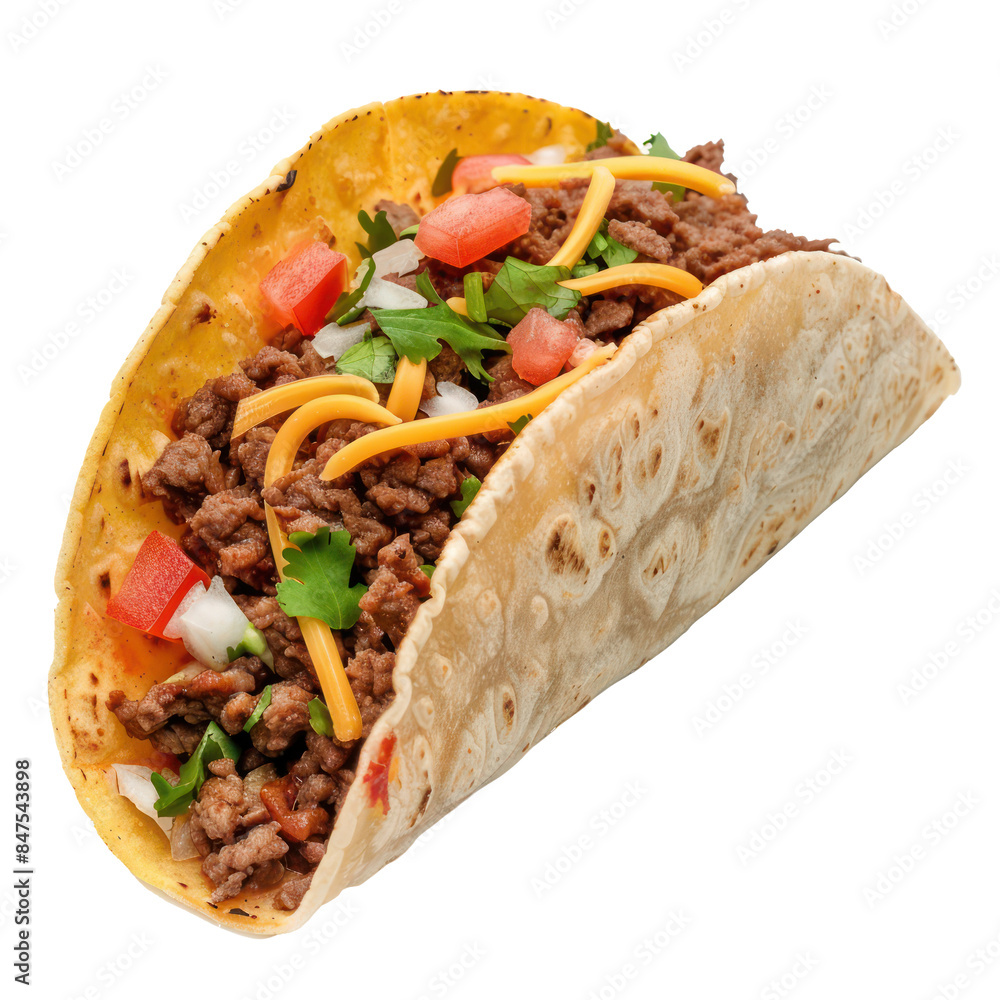 beef taco side view full length on transparency background PNG Stock ...