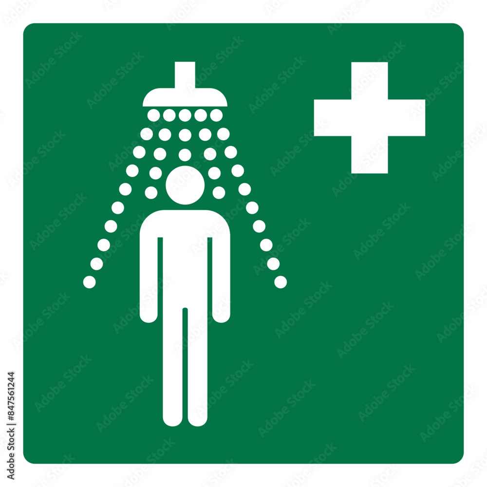 iso emergency and first aid safety signs safety shower symbol and ...