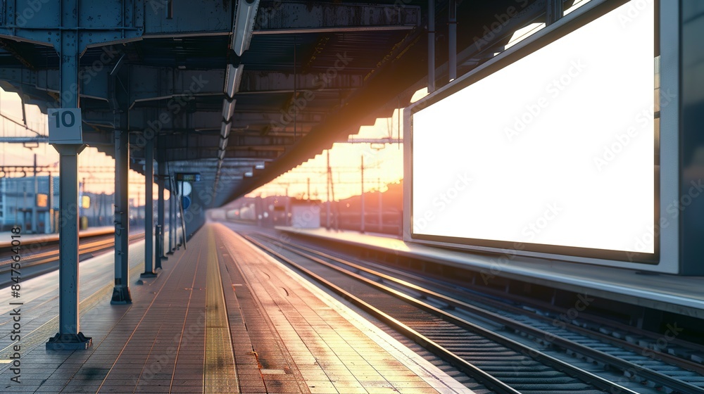 Train platform with blank space board. A Blank Advertising Board for ...