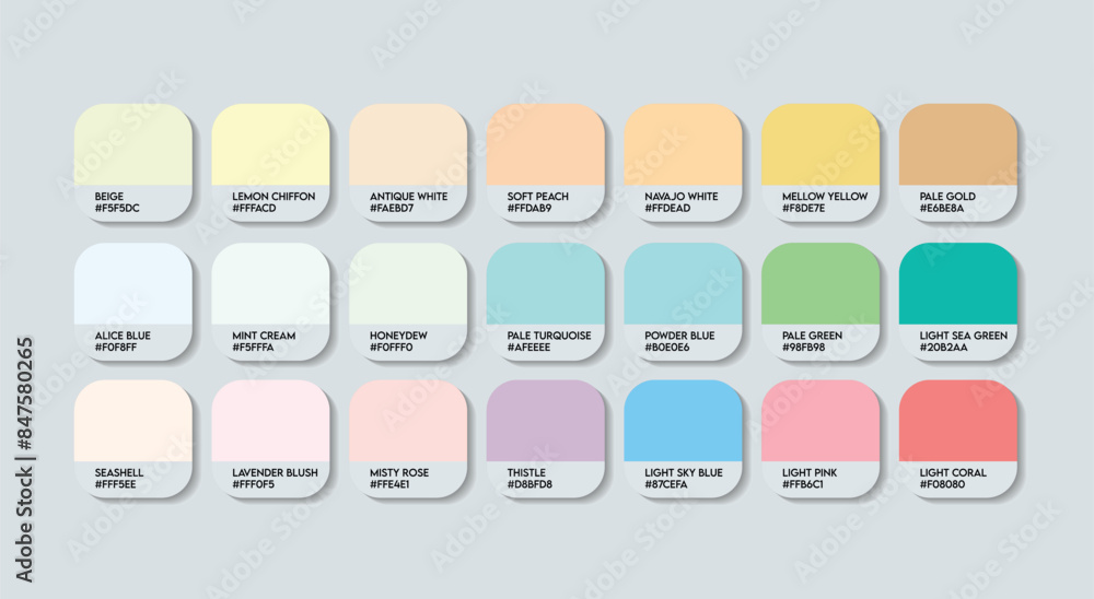 Mellow Color Palette, Mellow Color Guide Palette with Color Names ...