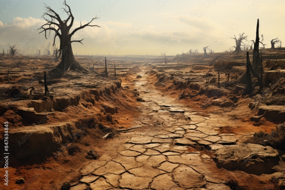 Echoes of Loss: Barren Desertified Landscape Reflecting Effects of ...