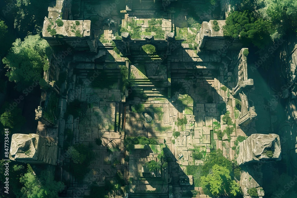 DnD Battlemap Monastery ruins: a detailed battle map for RPG games ...