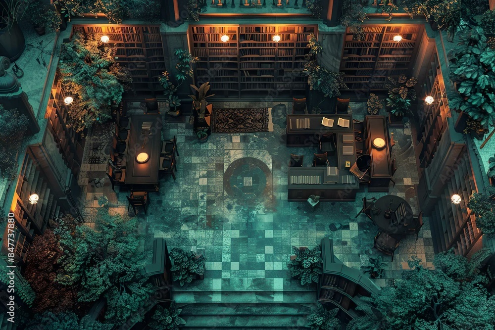 Ilustración de Stock DnD Battlemap Battlemap for Mystic Library ...