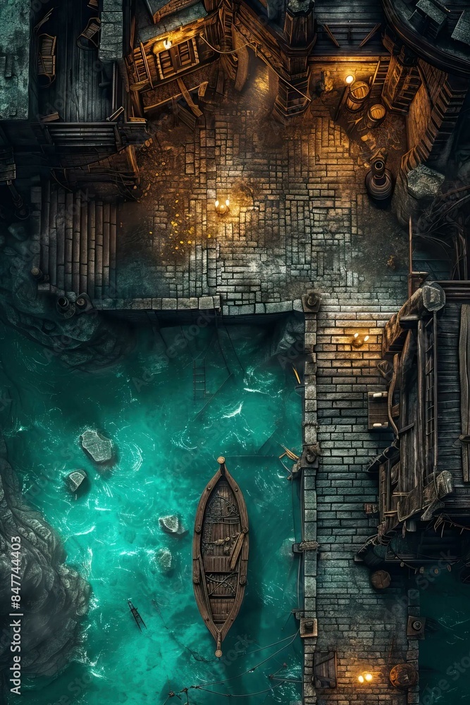 DnD Battlemap Pirate Cove Battlemap avec portes ouvertes. Stock ...