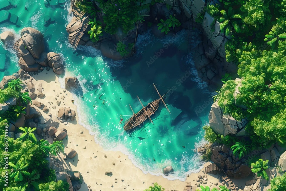 Ilustración de Stock DnD Battlemap Pirate Cove Battlemap - A detailed ...