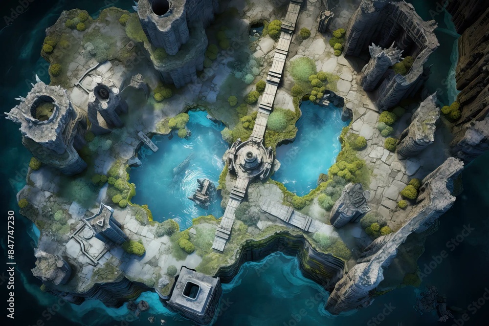 DnD Battlemap Sunken city ruins underwater. Stock Illustration | Adobe ...