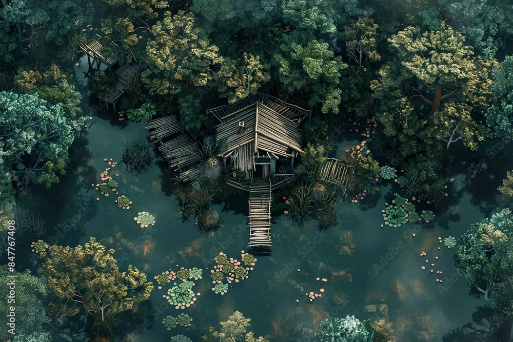 Ilustración de Stock DnD Battlemap Swamp Hideout Battle Map for TTRPGs ...