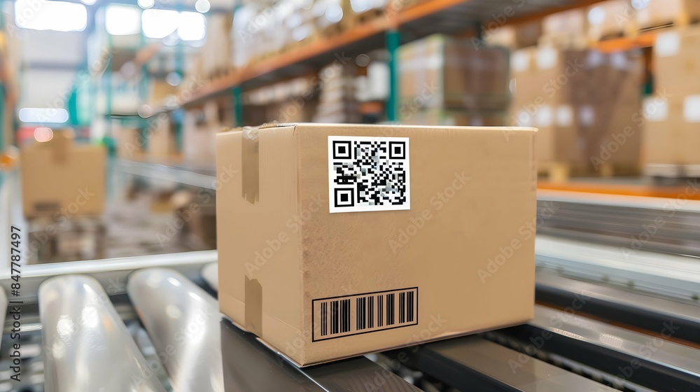 Automatic logistics management. smart packaging into the warehouse ...