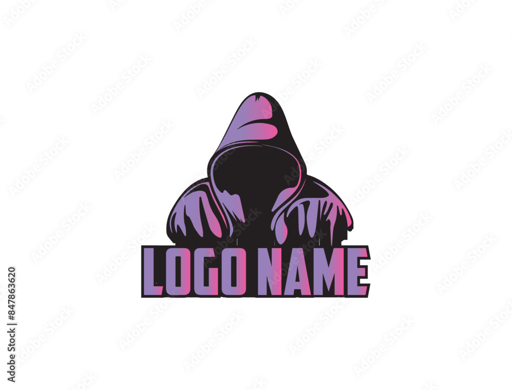 Hooded man logo. Vector mascot design Stock Vector | Adobe Stock