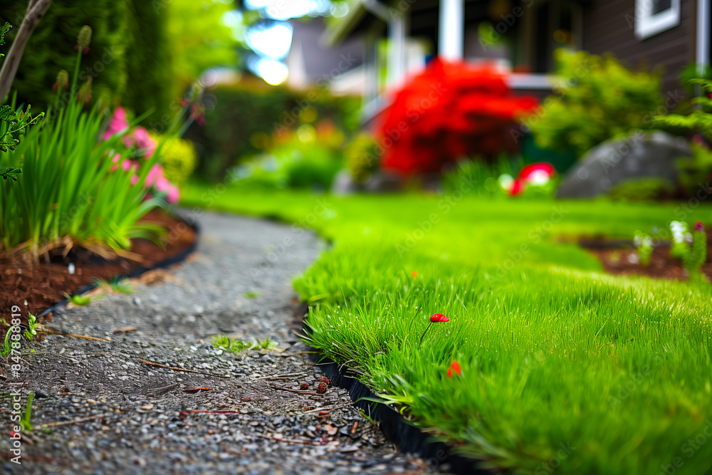 Clean and inviting outdoor space, with swept pathways, trimmed hedges ...